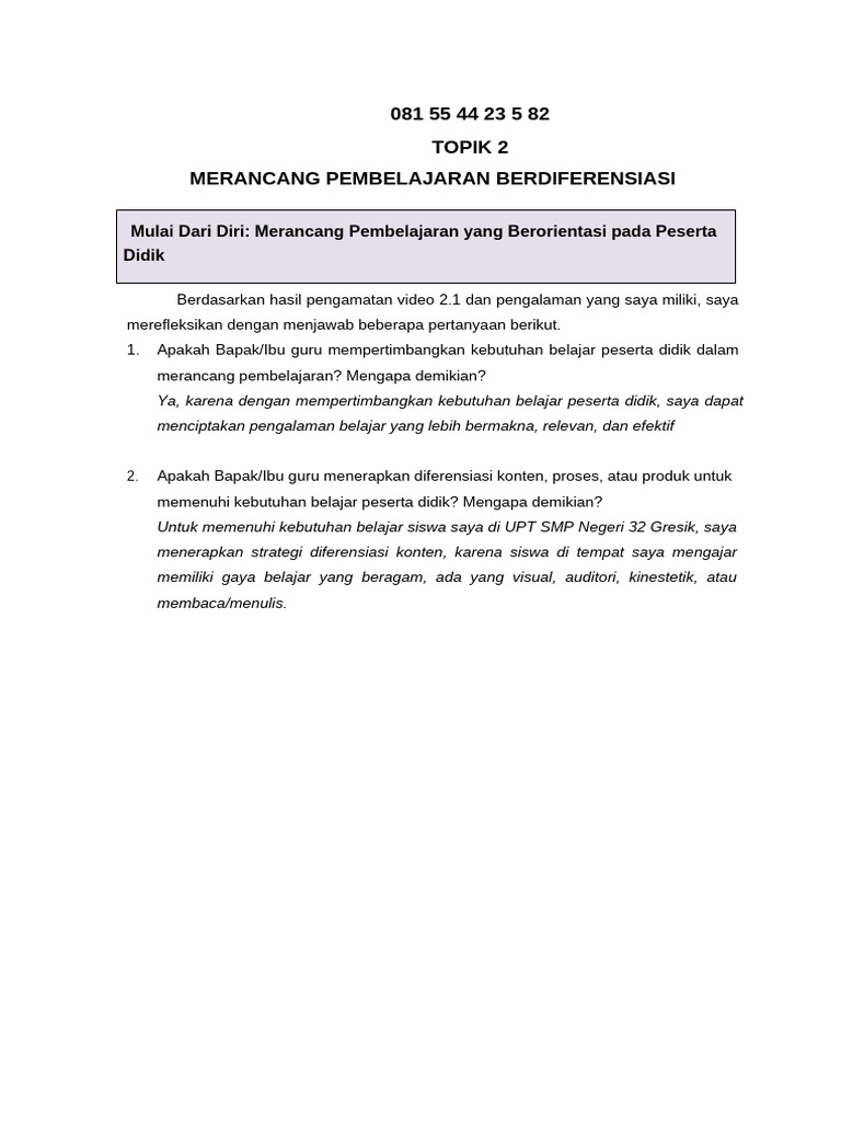 Modul 1 Topik 2 (Modul PPA Umum) - Diferensiasi | PDF