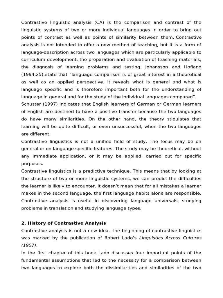 Contrastive Analysis | PDF