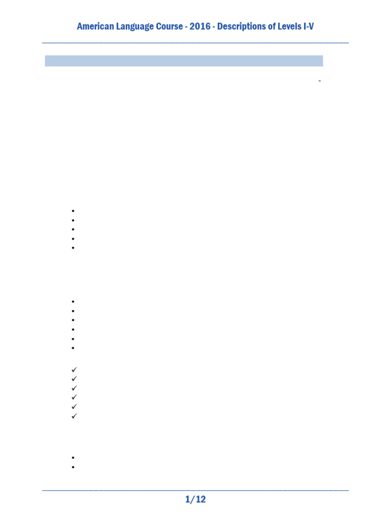 Description of ALC Levels I-V | PDF