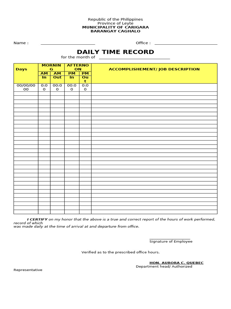 DAILY TIME RECORD | PDF