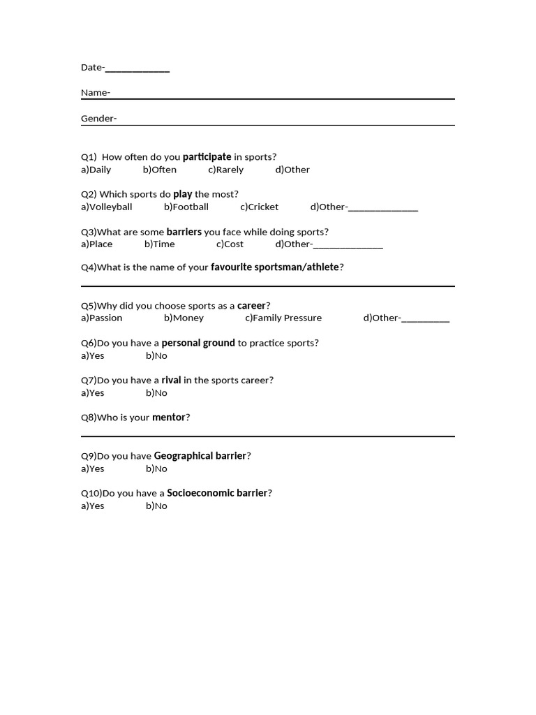 G.P. Questionnaire | PDF
