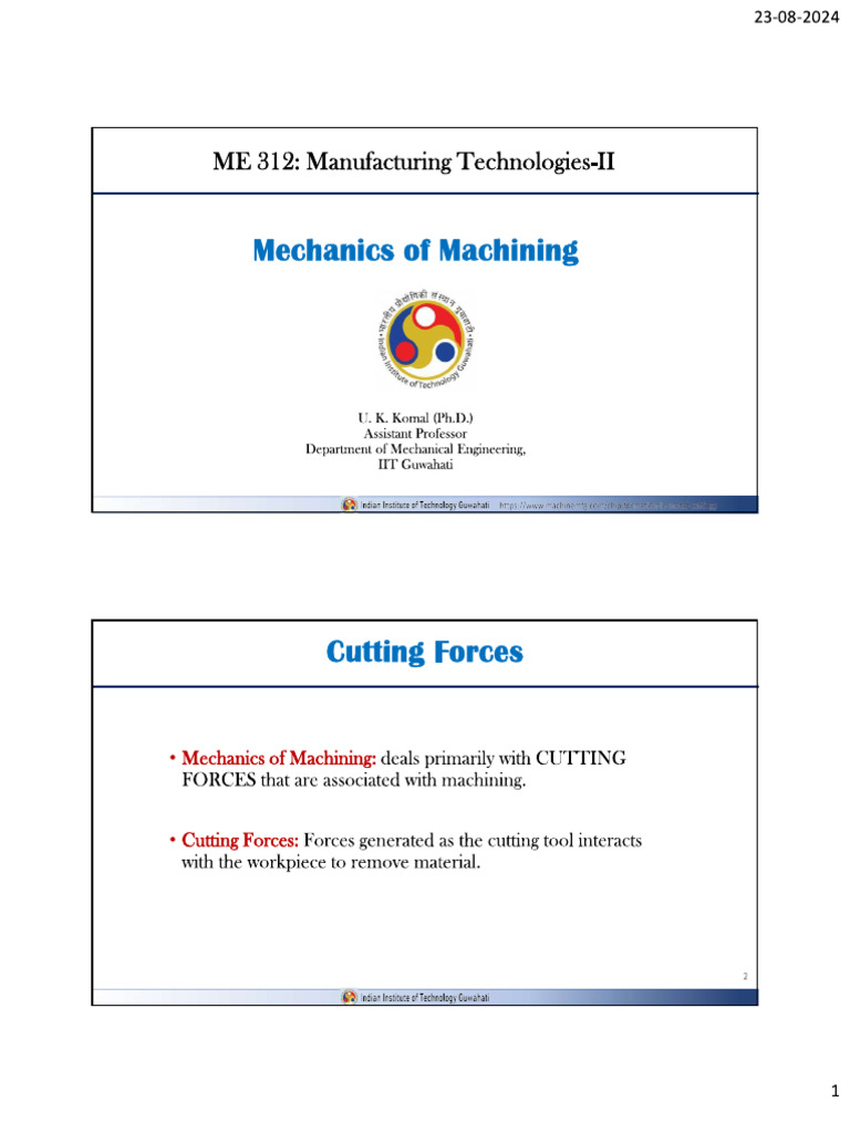 L10-13 Mechanics of Machining and MCD | PDF