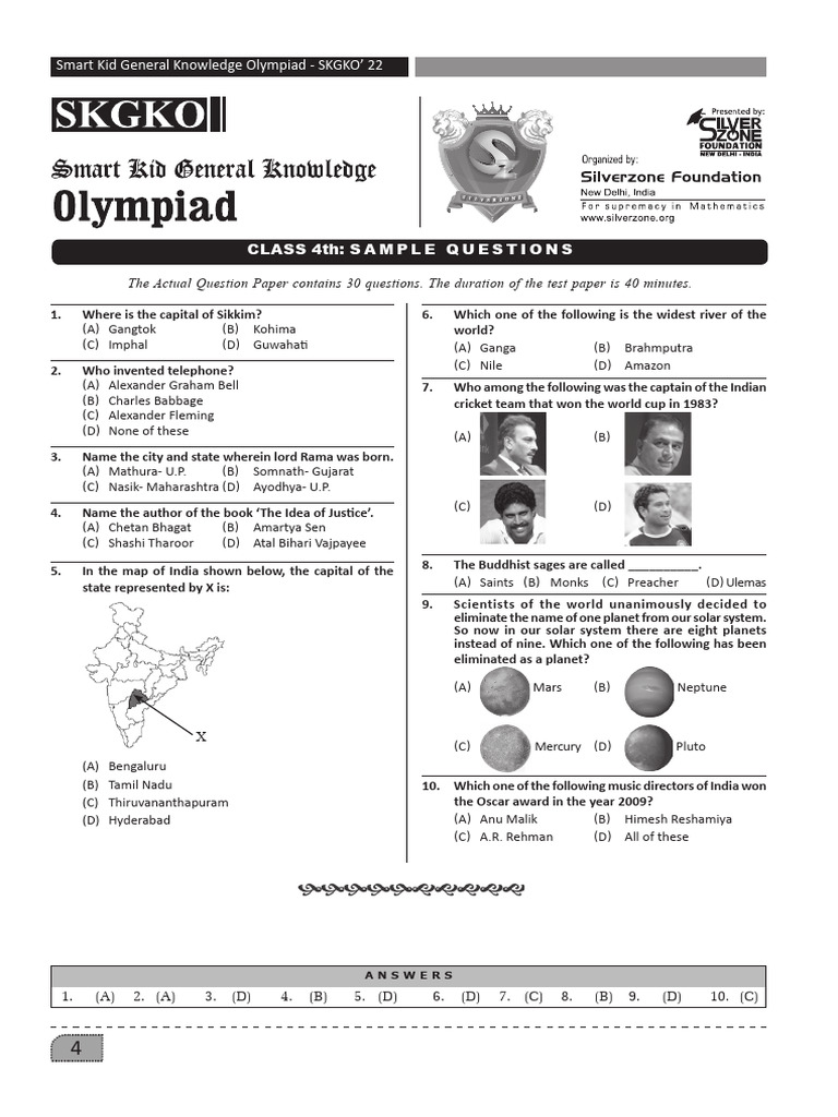 SKGKO Sample-Paper Class-4 | PDF