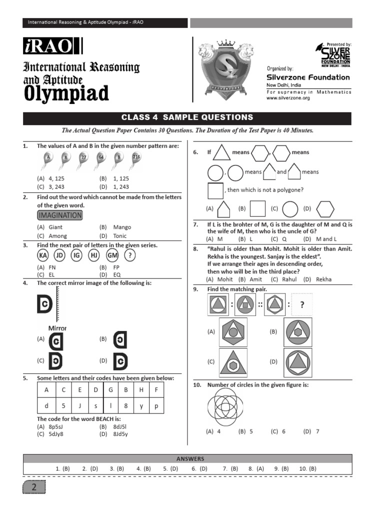 IRAO_Sample-Paper_Class-4 | PDF