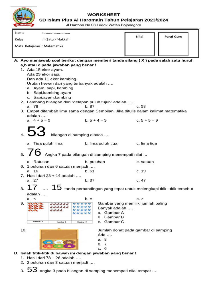 WORKSHEET MTK | PDF