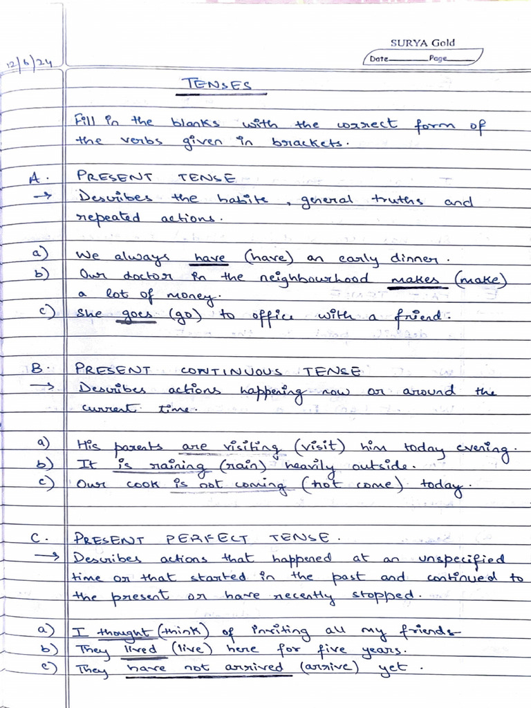 English Tenses Notes | PDF