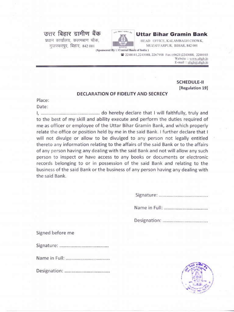 Declaration of Fidelity and Secrecy | PDF
