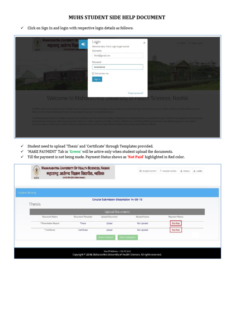 MUHS Student Portal Payment Guide | PDF