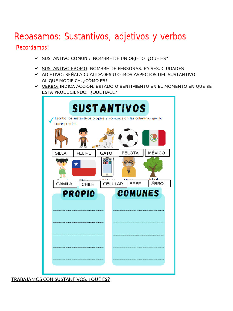 Sust, Adj y Verbo | PDF