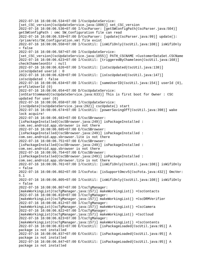 CSC Update Log | PDF