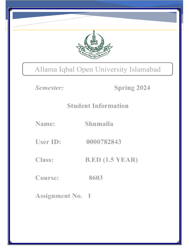 Allama Iqbal Open University Islamabad: Semester | PDF
