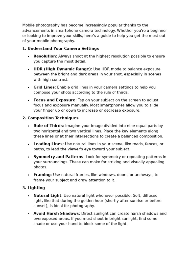 Mobile Photography Guide | PDF