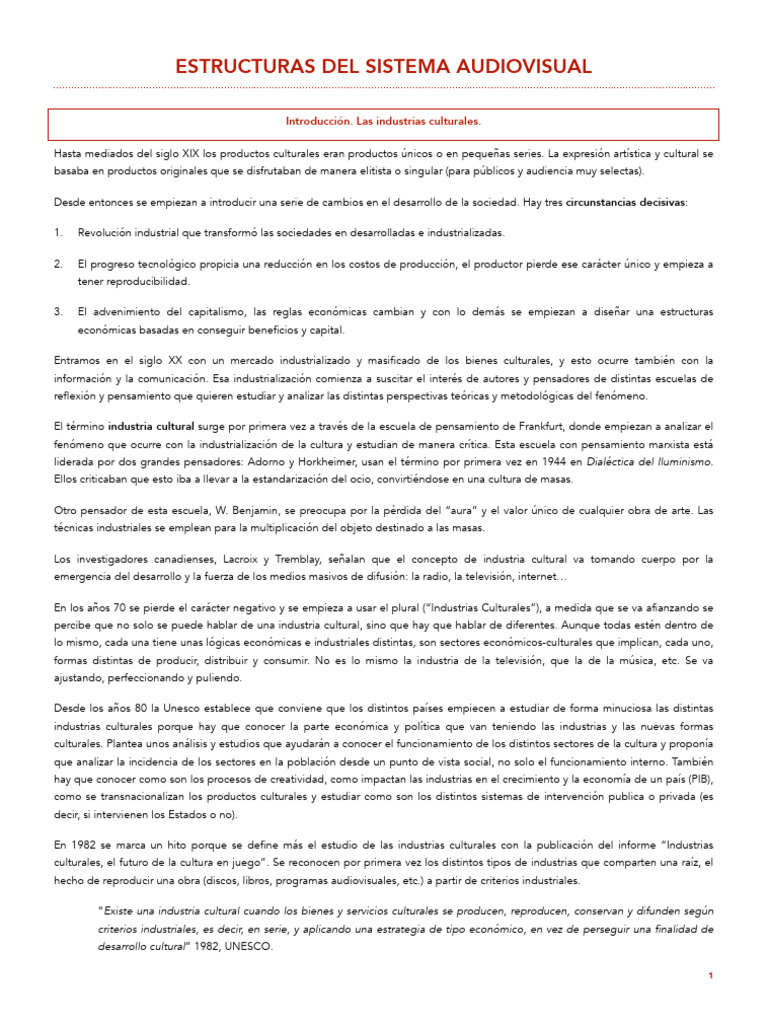 Apuntes Estructuras Del Sistema Audiovisual | PDF