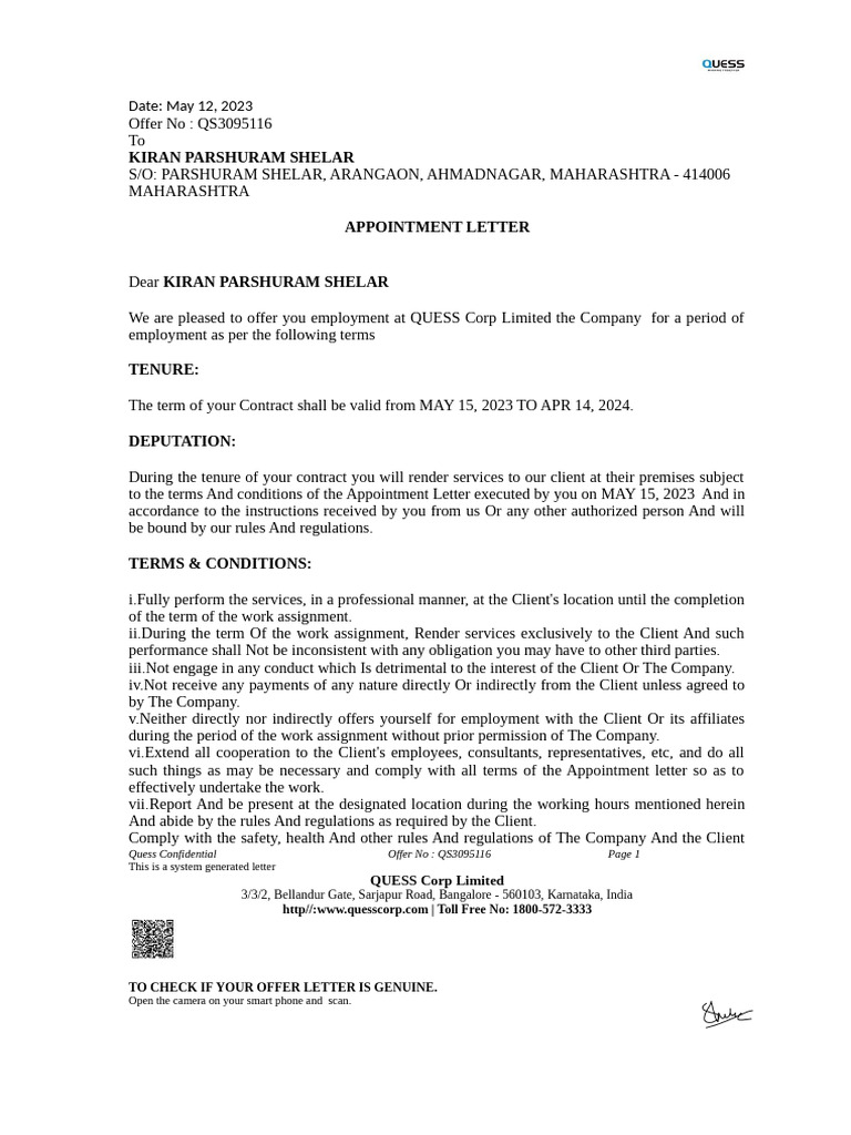 Offer Letter | PDF | Proprietary Software | Business