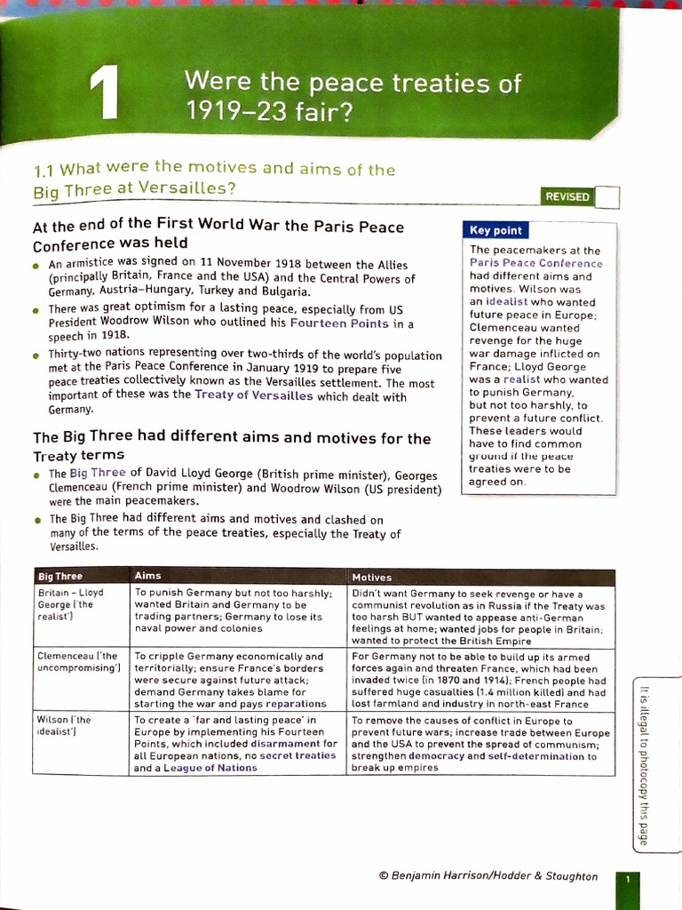 Treaty of Versailles - Revision | PDF