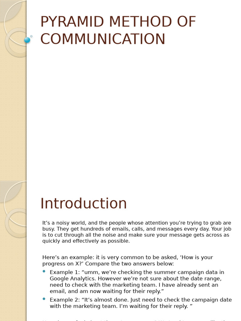 Pyramid Method of Communication | PDF