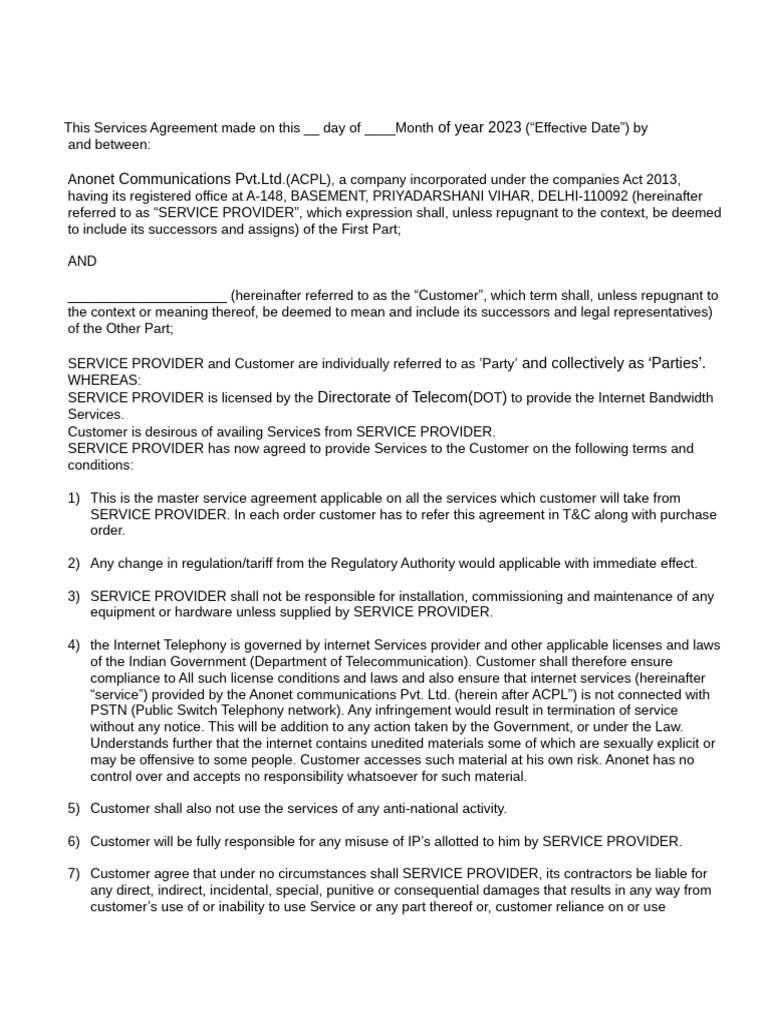 Anonet Agreement | PDF