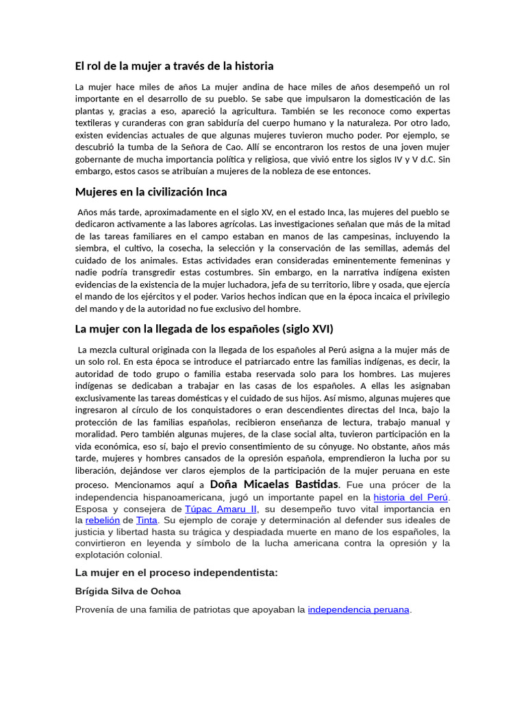 El Rol de La Mujer A Través de La Historia | PDF
