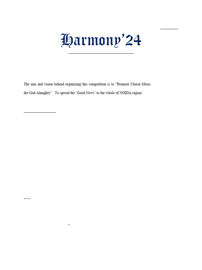Harmony'24 - Rules and Regulations and Entry Form | PDF