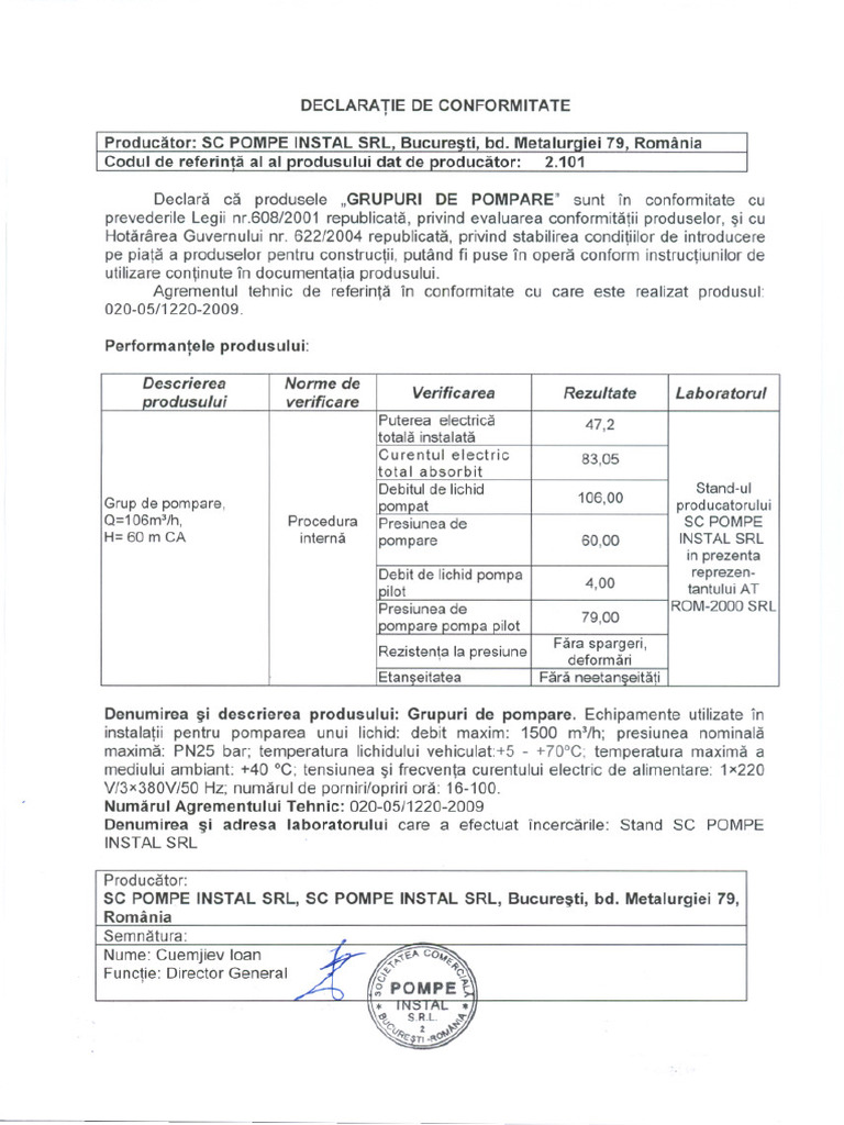 Decl de Conformitate Scan0046 | PDF