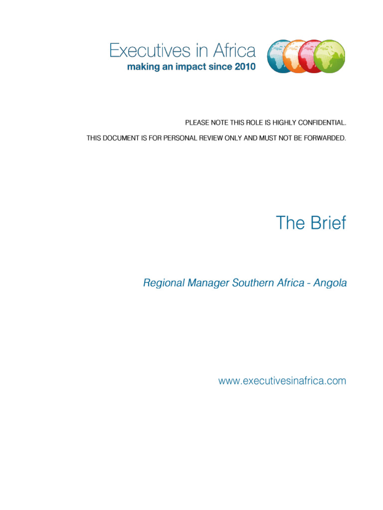 Regional Manager Southern Africa, Angola - Job Brief | PDF