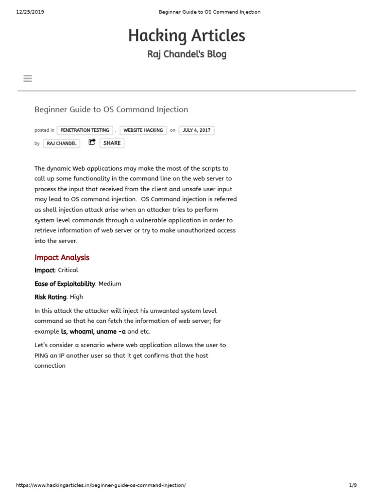 Beginner Guide to OS Command Injection | PDF Beginner Guide to OS Command Injection | PDF