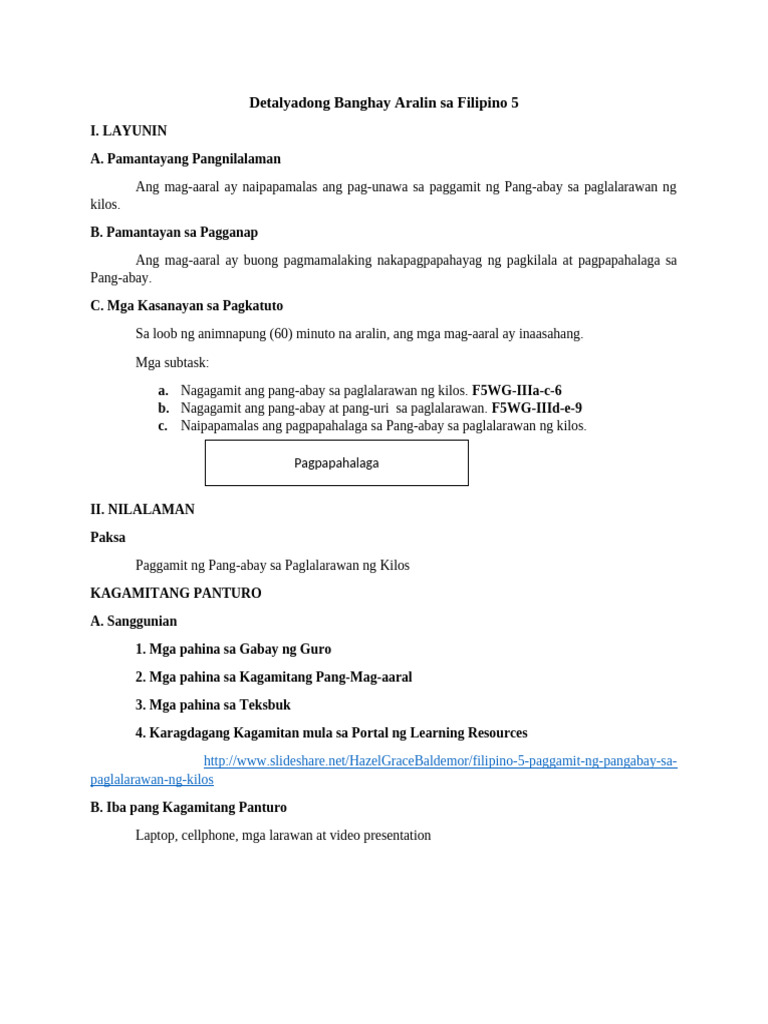 _Detalyadong_Banghay_Aralin_sa_Filipino_5_ | PDF