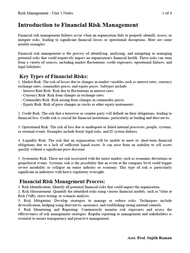 Risk Management Notes - Unit 1 | PDF