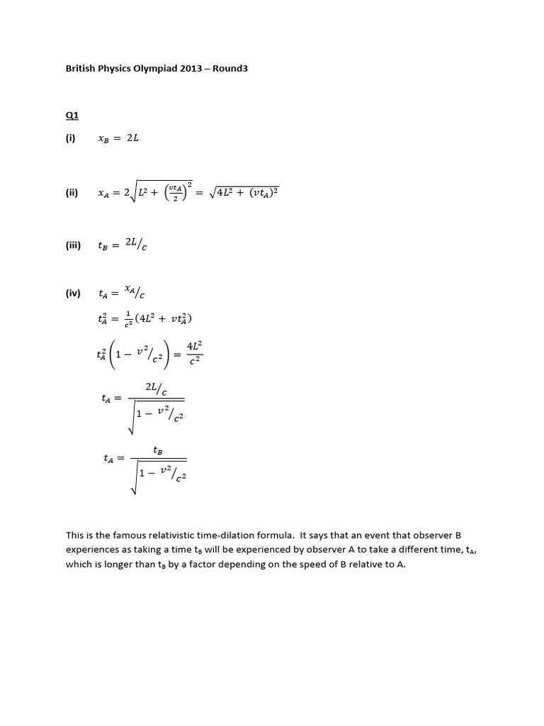 BPhO Round 2 Paper 2013 Solutions Selected Answers | PDF