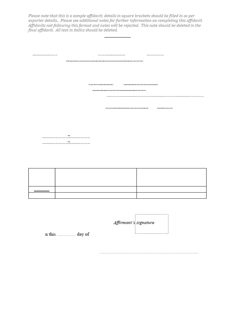 Final affidavit format | PDF