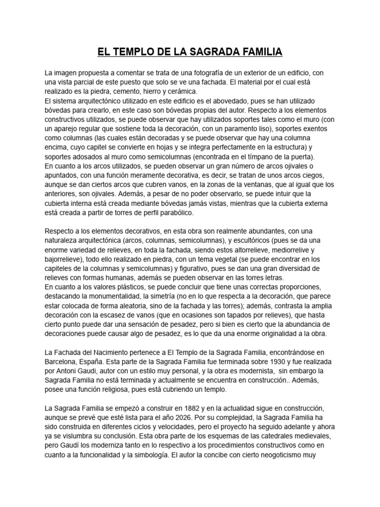 La Sagrada Familia | PDF | Columna | Bóveda (Arquitectura)