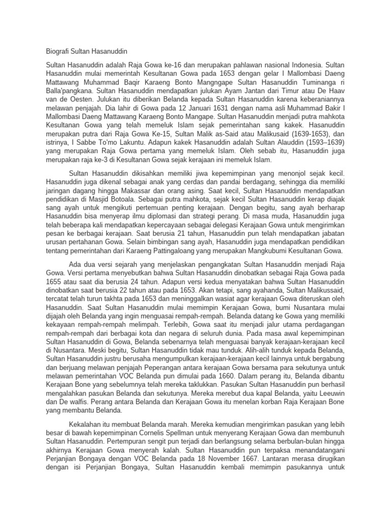 Biografi Sultan Hasanuddin | PDF