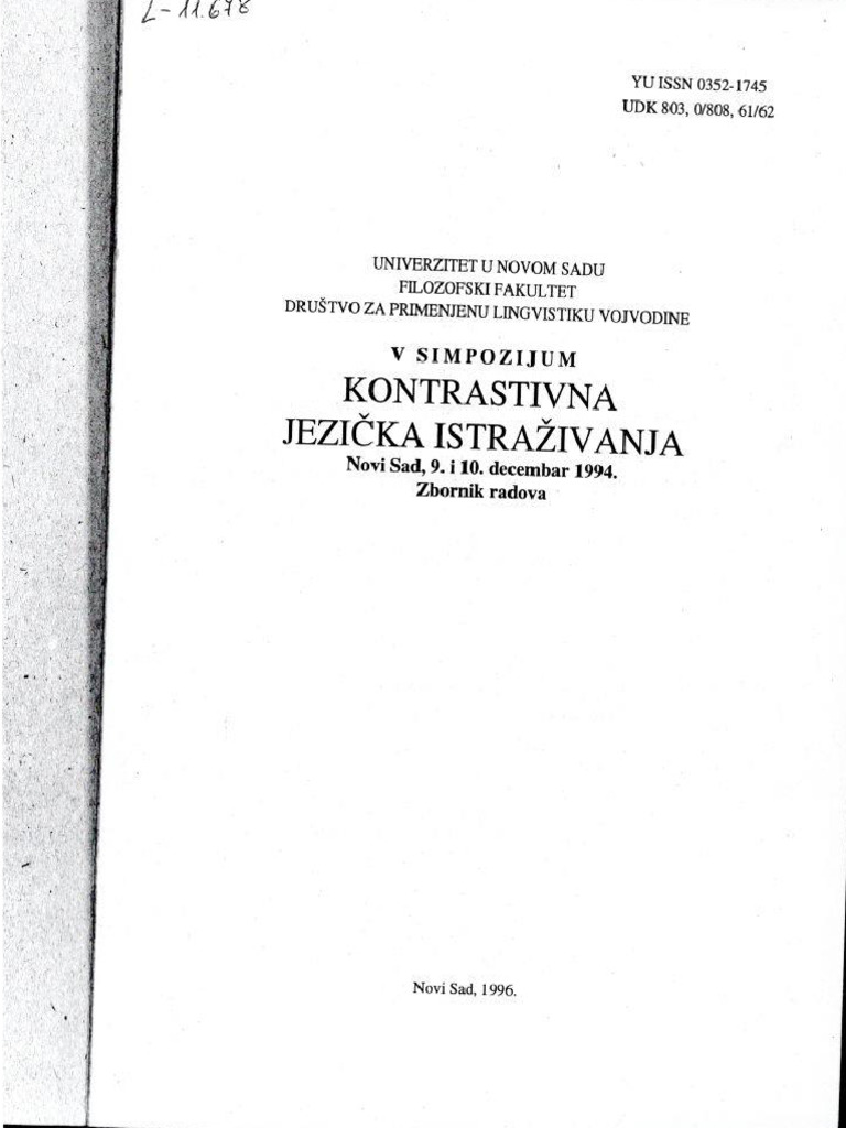 Kontrastivna Jezicka Istrazivanja Kompletno | PDF