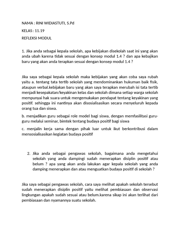 Refleksi Modul Rini Widiastuti | PDF