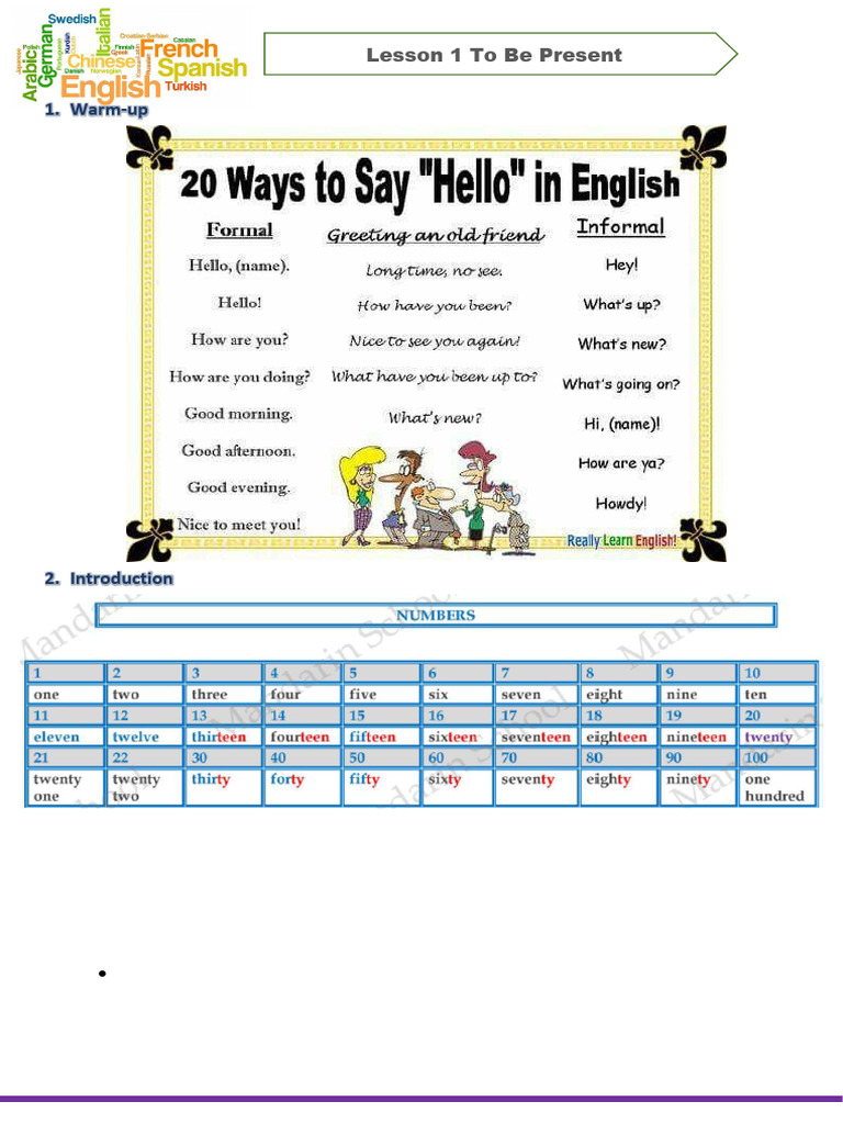 Lesson 01. to be present | PDF