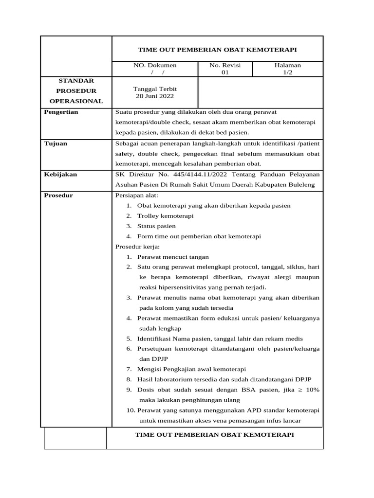 SPO Time Out Kemoterapi | PDF