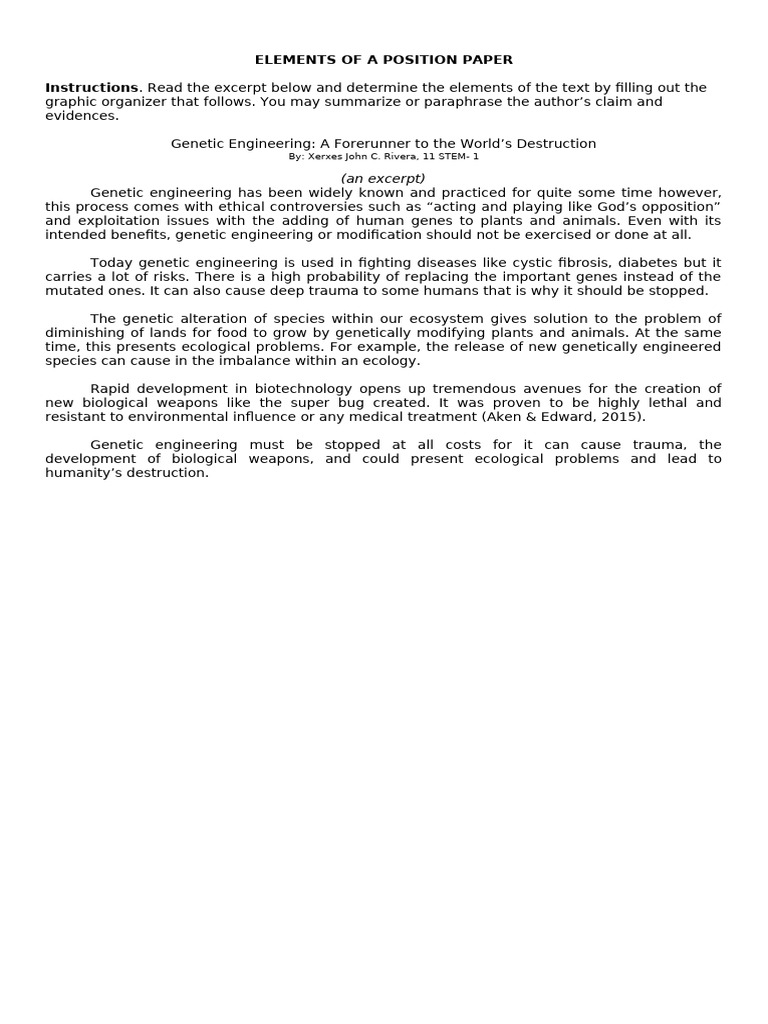 Output - Position Paper | PDF | Wellness | Science & Mathematics