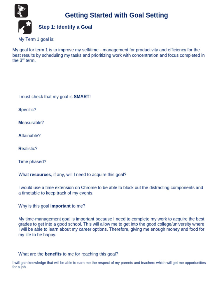 Goal Setting Document | PDF