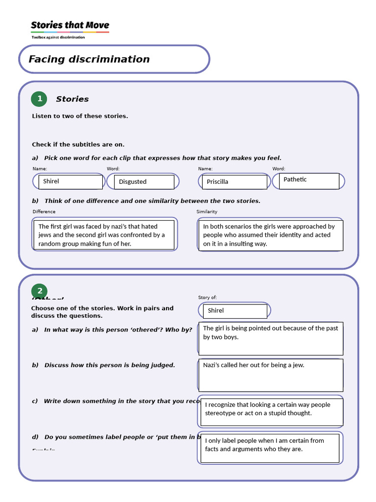 Worksheet_LP2_ENG-Facing-discrimination | PDF
