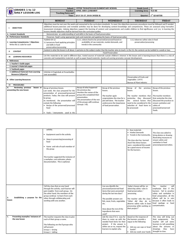 DLL - Tle 6 - Q1 - W8 | PDF