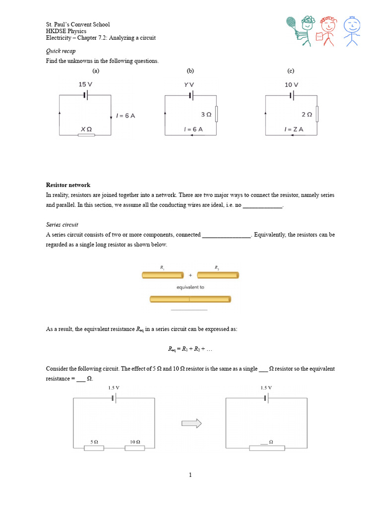 HKDSE Physics - Electricity - Ch. 7.2 Analyzing A Circuit (3PA) | PDF