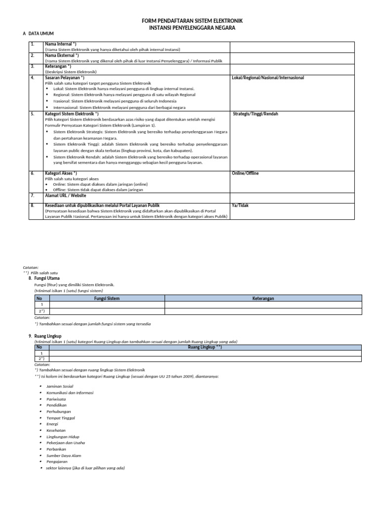 Form Pengisian Pse | PDF