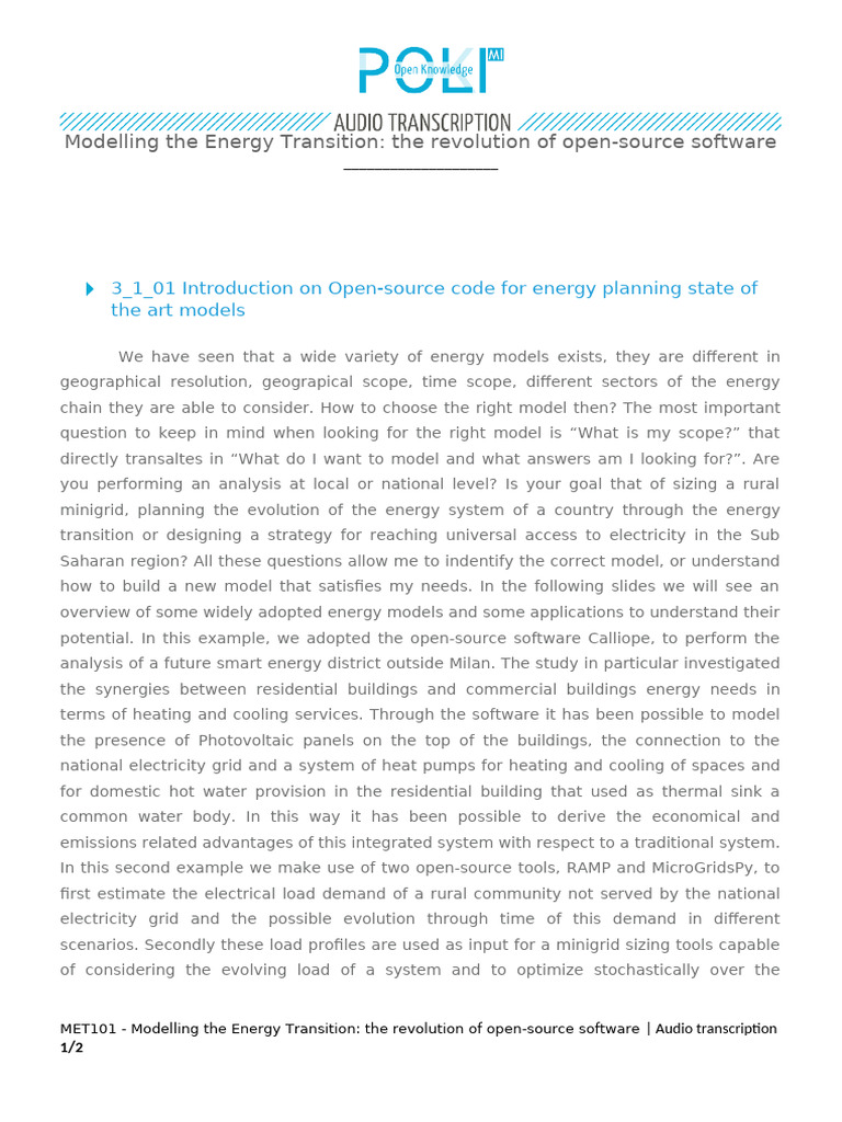 3-1-01 Introduction on Open-source Code for Energy Planning State of ...