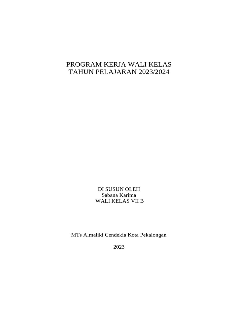Program Wali Kelas | PDF