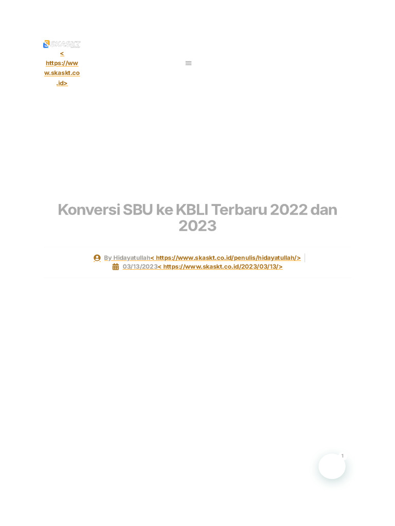 Konversi SBU Ke KBLI Terbaru 2022 Dan 2023 - SKA SKT | PDF
