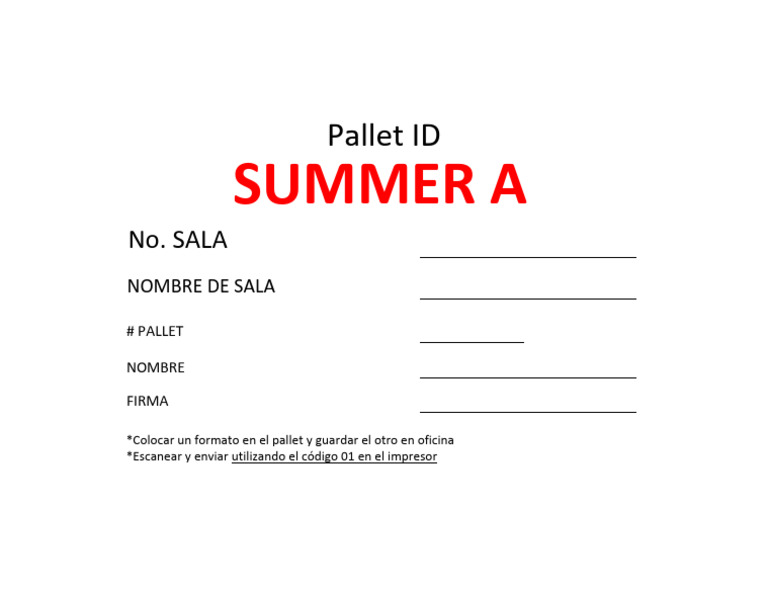 Pallet ID - Summer A | PDF