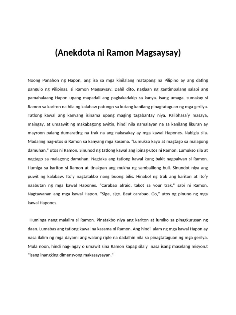 Anekdota Ni Ramon Magsaysay | PDF