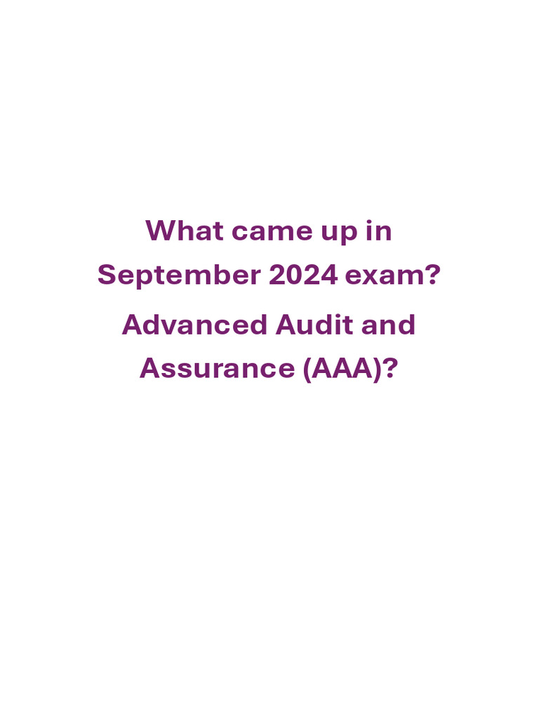 September 2024 AAA Exam Insights | PDF