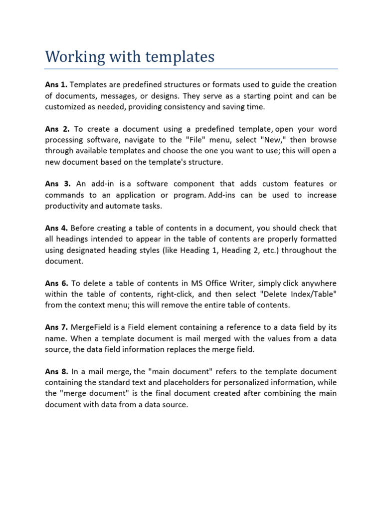 Working With Templates | PDF