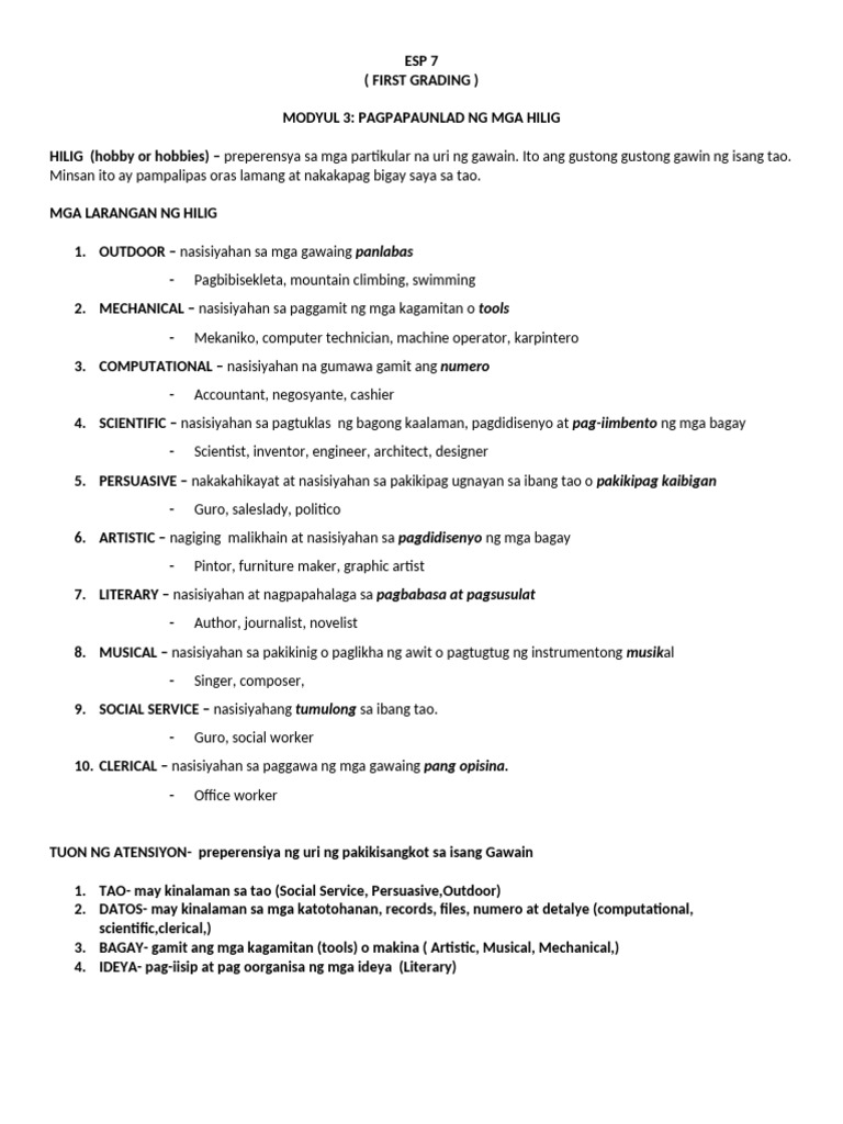 ESP 7 Modyul 3 Final | PDF